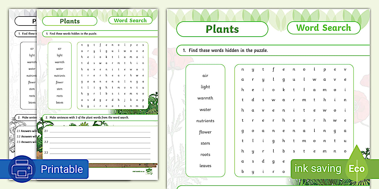 Plants - Wordsearch (teacher made) - Twinkl