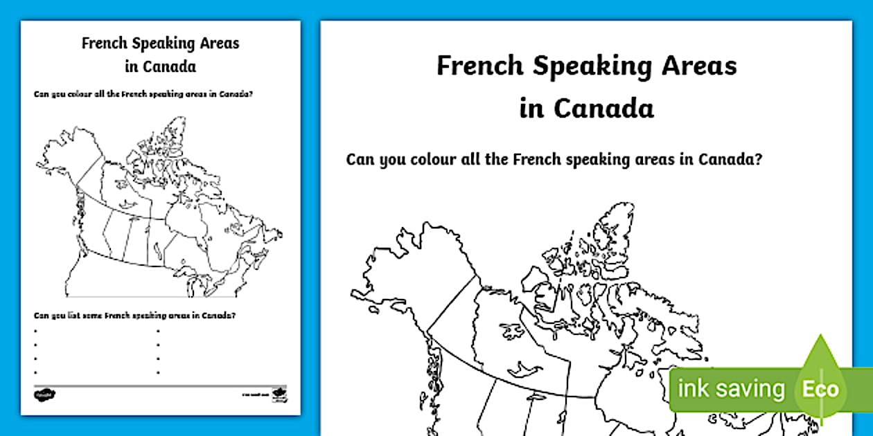 French Speaking Areas in Canada Activity Sheet
