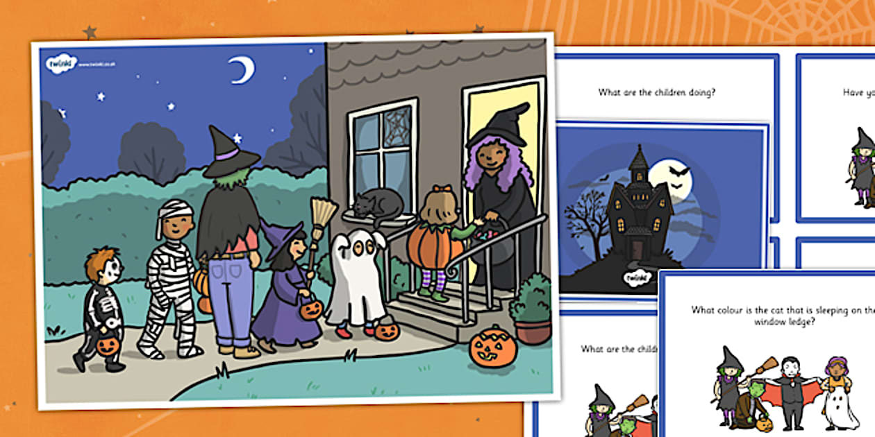 Image avec cartes de questions : La fête de Halloween - Anglais LV