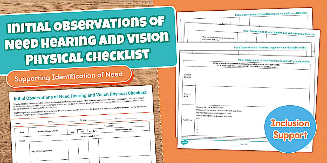 Checklist for Hearing and Vision Needs