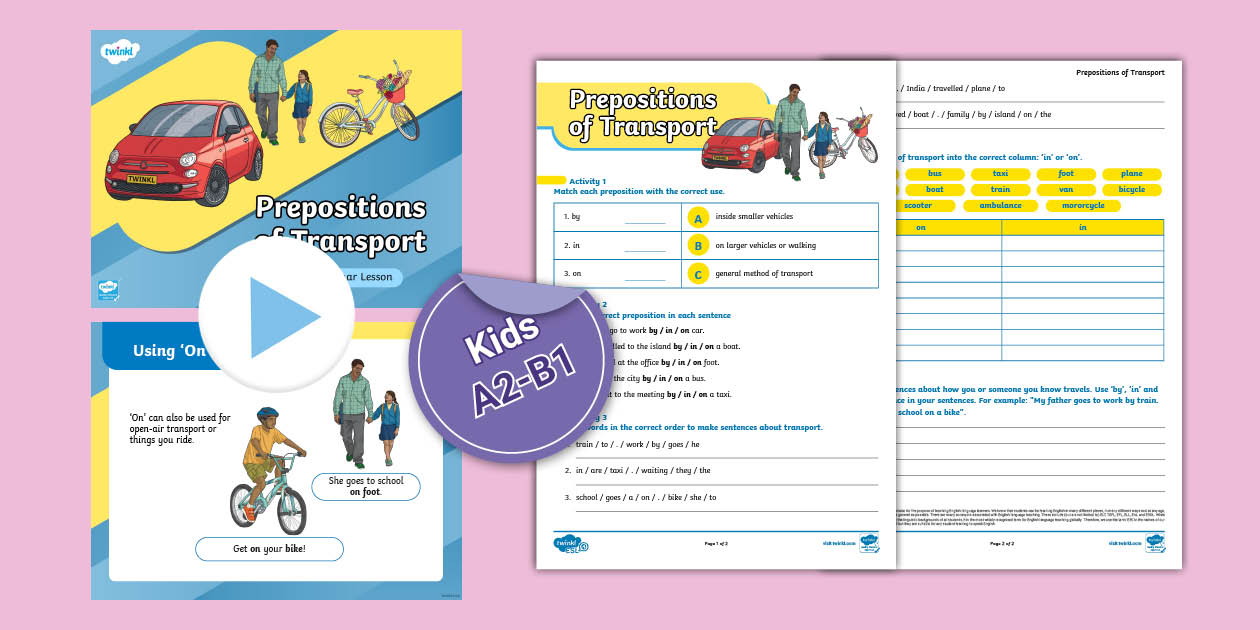 ESL Prepositions of Transport Lesson by Twinkl - Twinkl