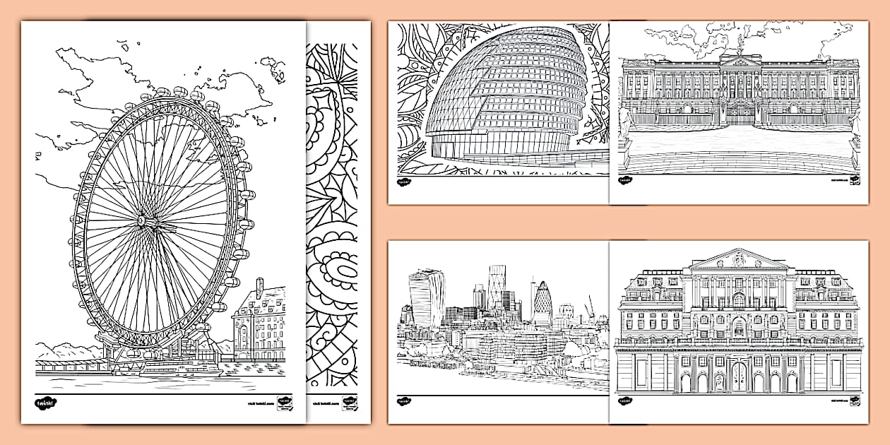 London Landmarks Mindfulness Colouring Pages - Twinkl