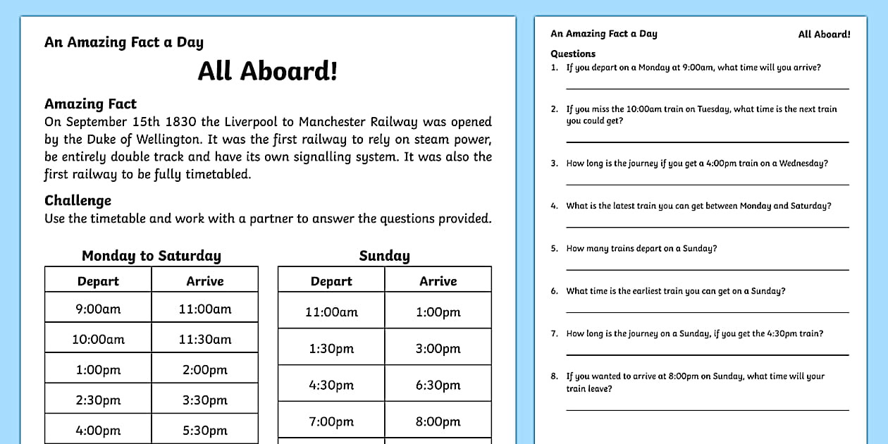 All Aboard Worksheet / Worksheet, worksheet (teacher made)