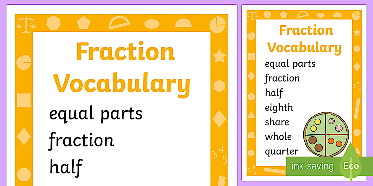 Year 1 and 2 Fraction Poster Display Poster - Twinkl