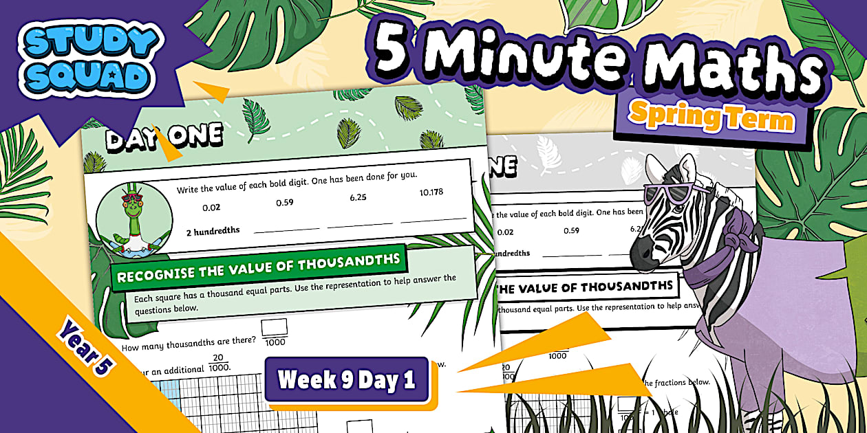 👉 Study Squad 5 Minute Maths - Year 5 Spring - Week 9 Day 1