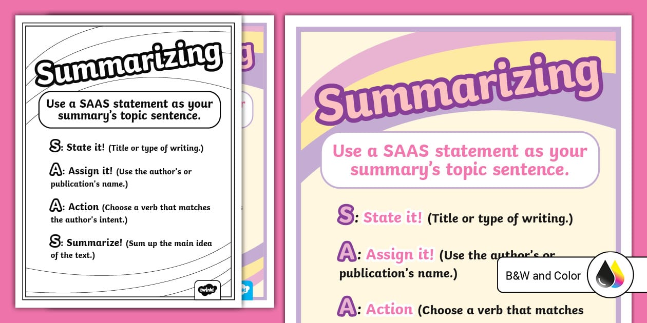 Summary Poster for 6th-8th Grade (teacher made) - Twinkl