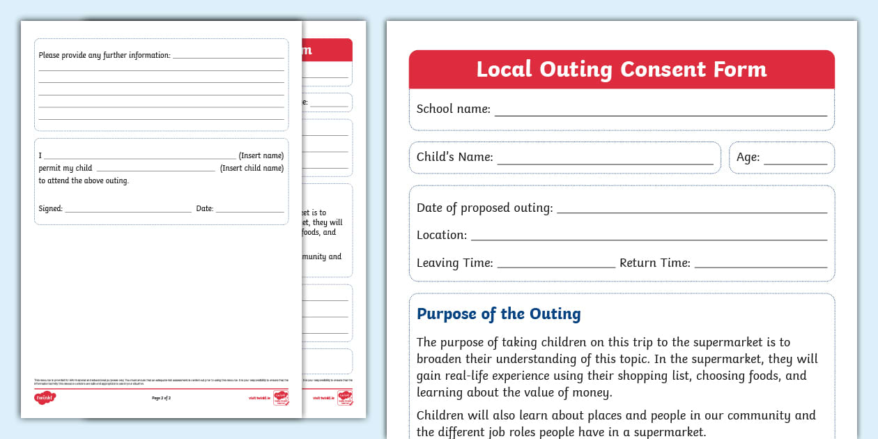 Supermarket Outings Permission Form
