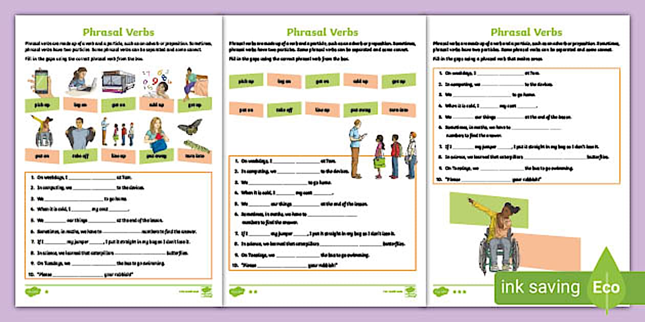 Phrasal Verbs Gap Fill Differentiated Worksheet - Twinkl