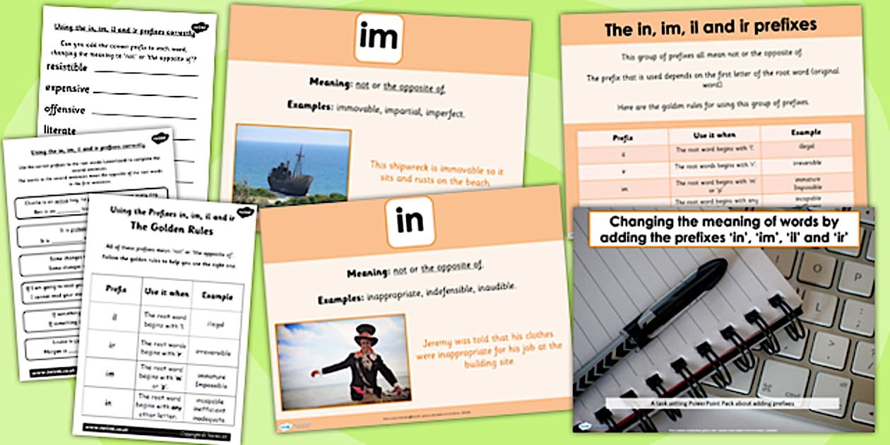 Adding Prefixes in im il and ir Language Conventions Lesson Teaching Pack