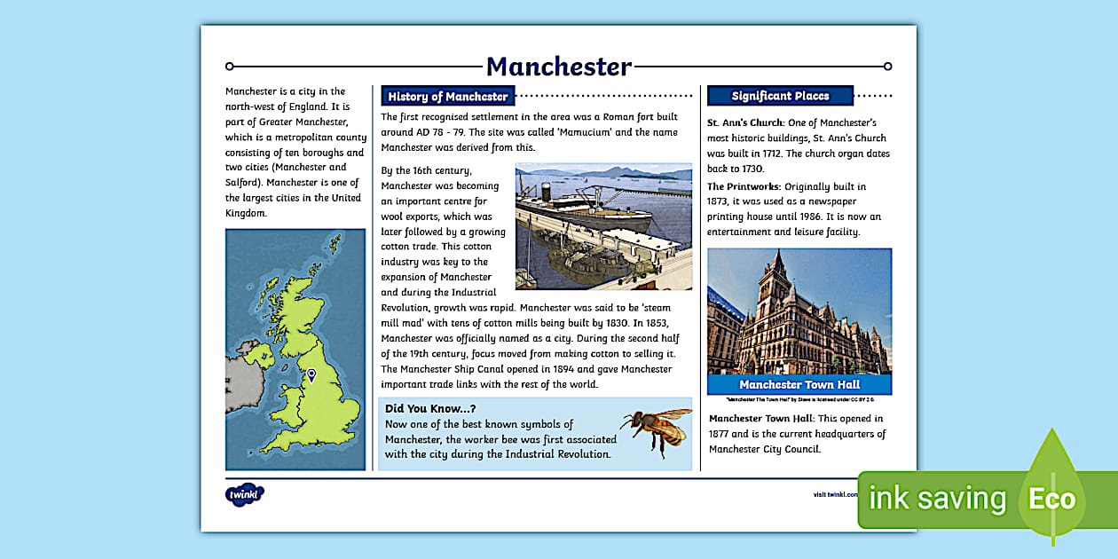Manchester Local History Fact File - KS2 (teacher made)