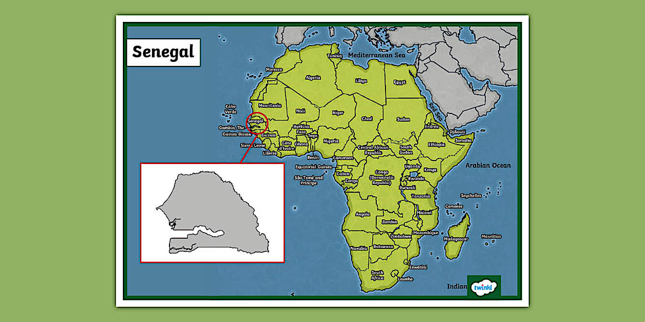 Map of Africa Senegal Display Poster