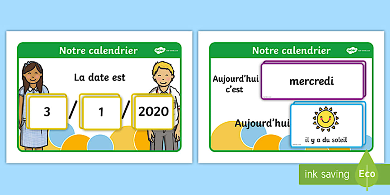 Météo du jour Calendrier d'affichage (l'enseignant a fait)