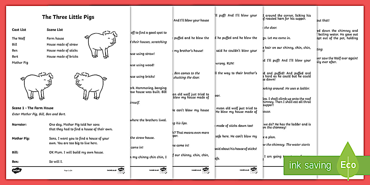 The Three Little Pigs Script PDF | Twinkl (Teacher-Made)