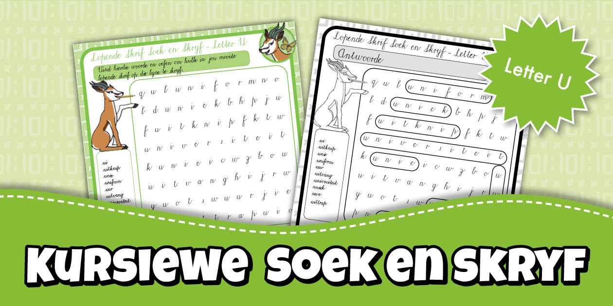 Gr 3 - Handskrif Soek en Skryf: Letter u (KABV-belyn)
