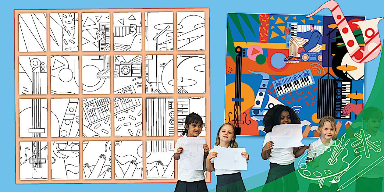 World Music Day Collaborative Colouring Activity - Twinkl