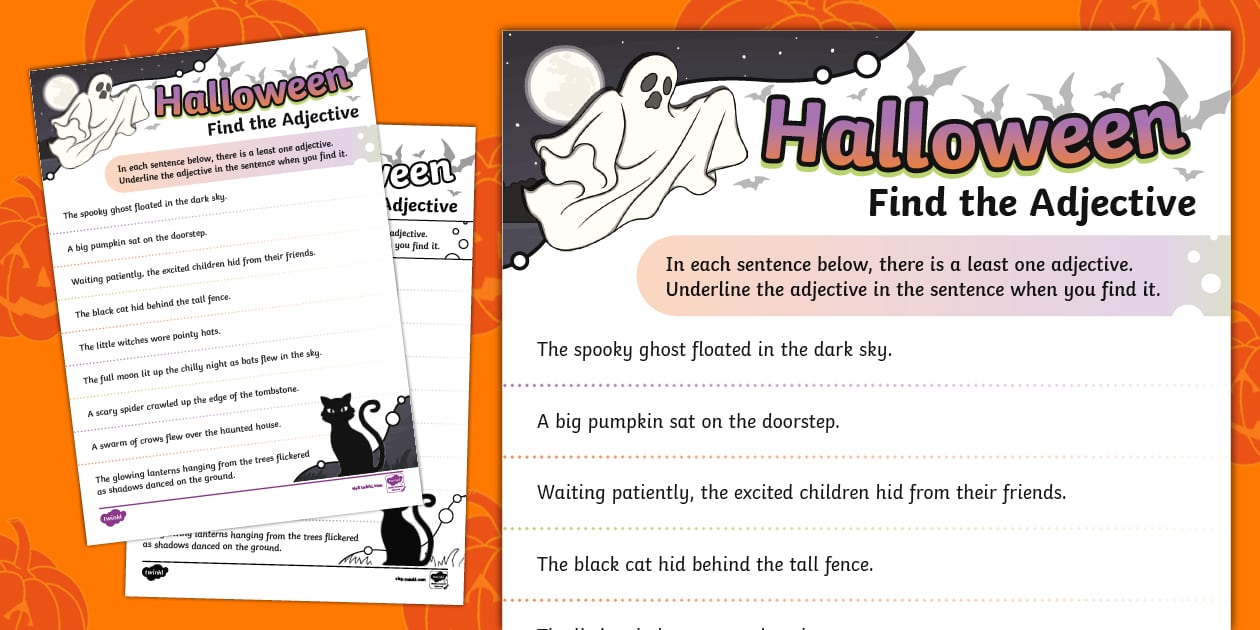 Halloween Find the Adjective Worksheet (teacher made)