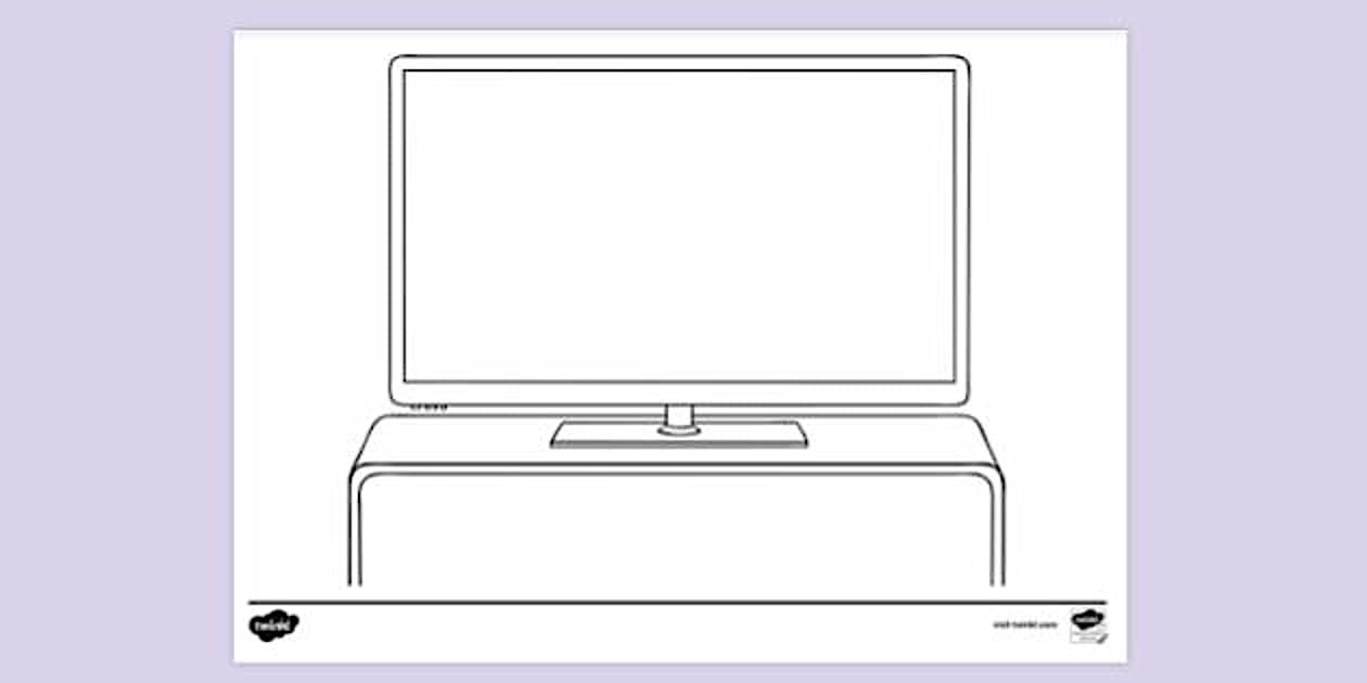 TV on Stand Colouring Sheet | Colouring Sheets - Twinkl