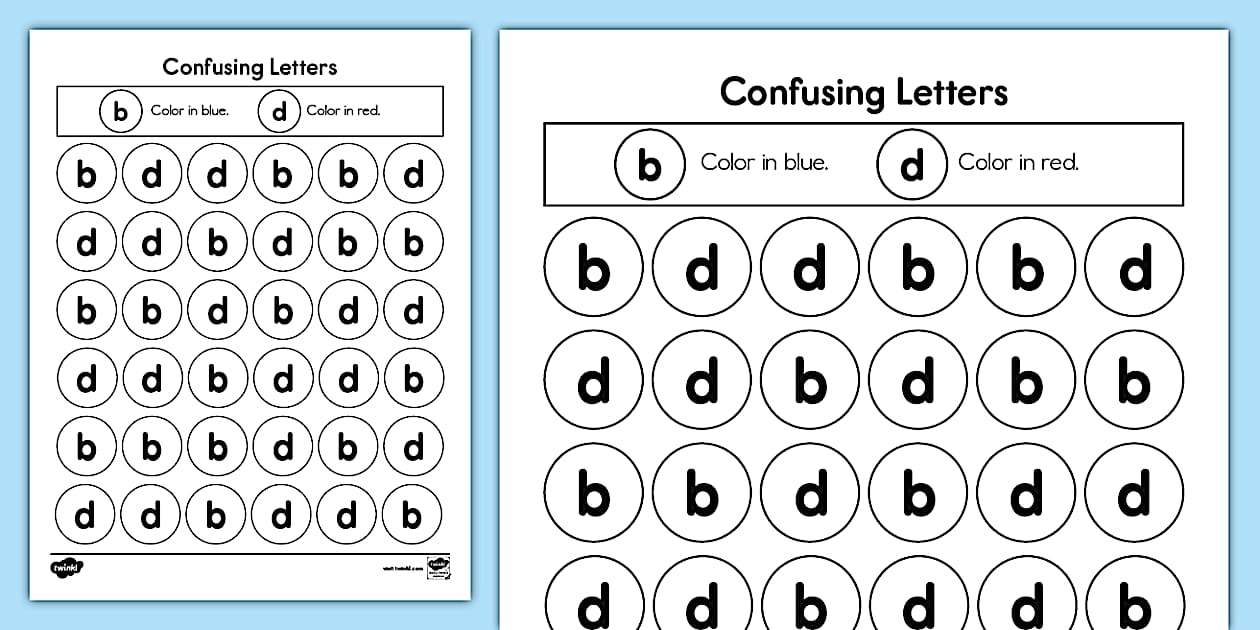 Lowercase b and d Confusing Letters Worksheet (teacher made)