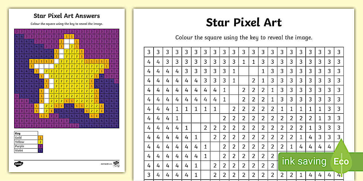 Star Pixel Art Template (teacher made) - Twinkl