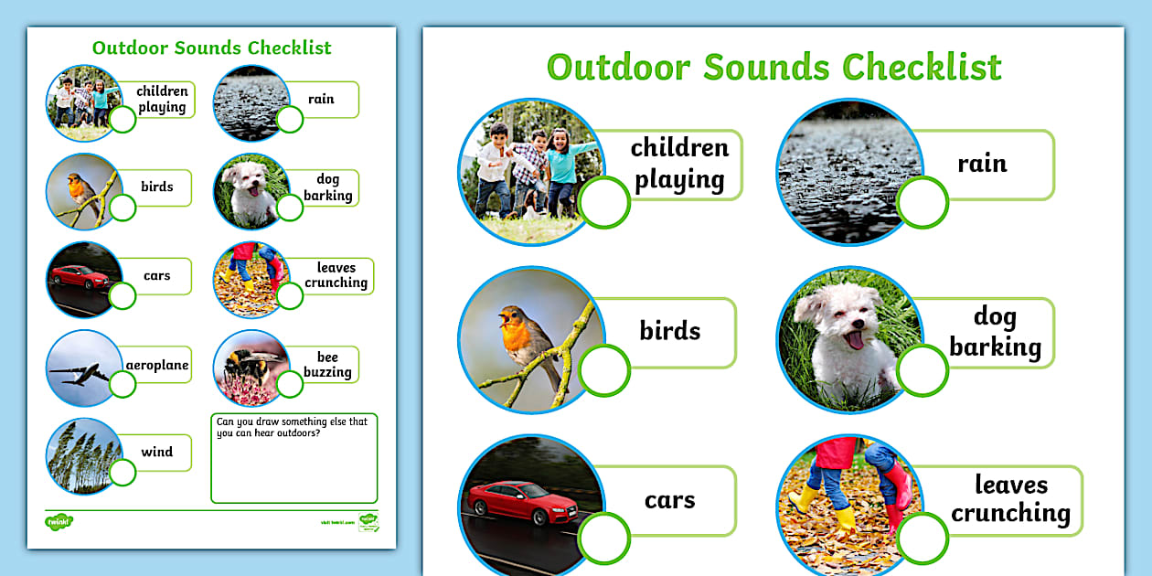 Outdoor Sounds Checklist (teacher made) - Twinkl