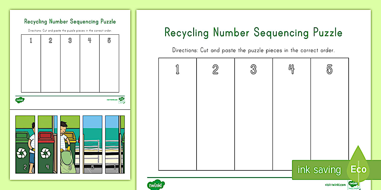 Recycling 1-5 Sequencing Puzzle | PreK Resource | Twinkl USA