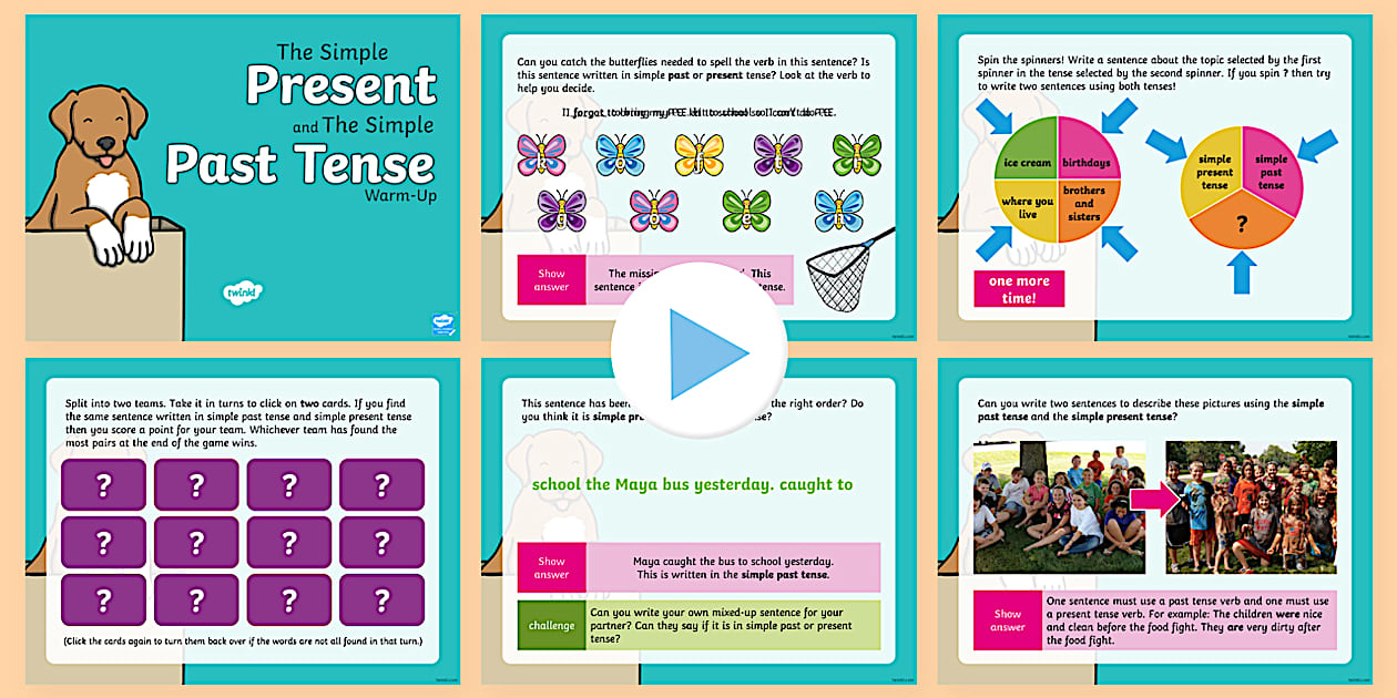 Year 2 Simple Past & Simple Present Tense Warm-Up PowerPoint