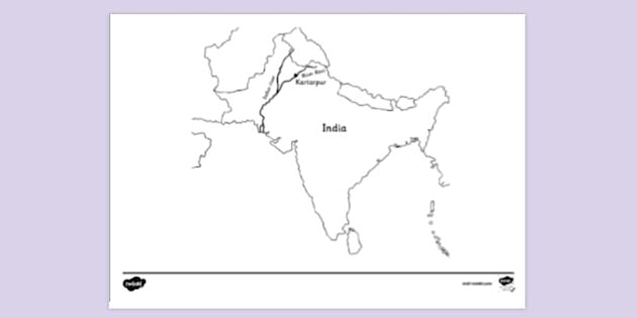 Kartarpur Location Map Colouring | Colouring Sheet - Twinkl