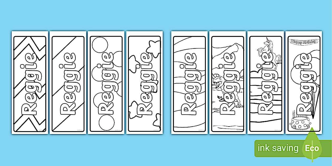 Reggie Name Simple Colouring Bookmarks | Twinkl | KS1
