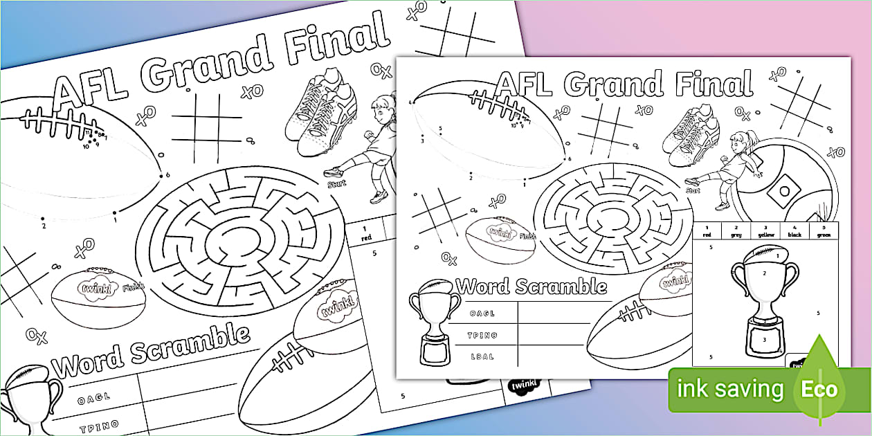 AFL Grand Final Activity Mat | AFL Tic-Tac-Toe