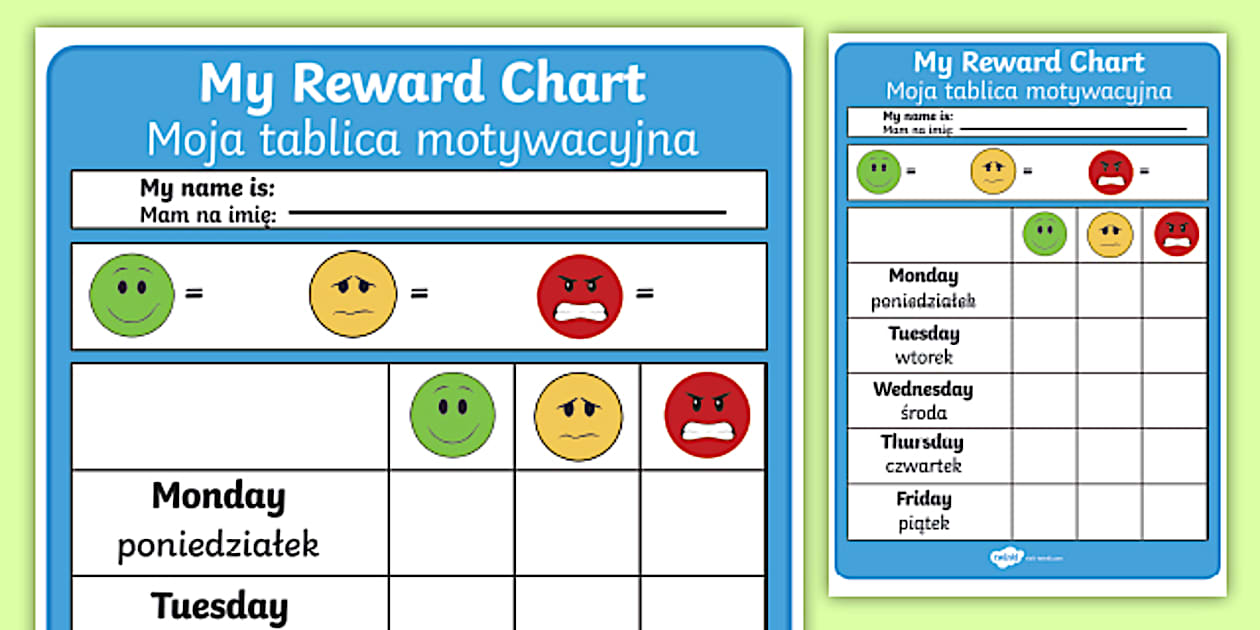 Editable Reward Chart English/Polish - Editable Reward Chart