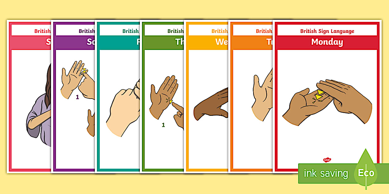 Days of the Week in Sign Language Display Posters | Twinkl