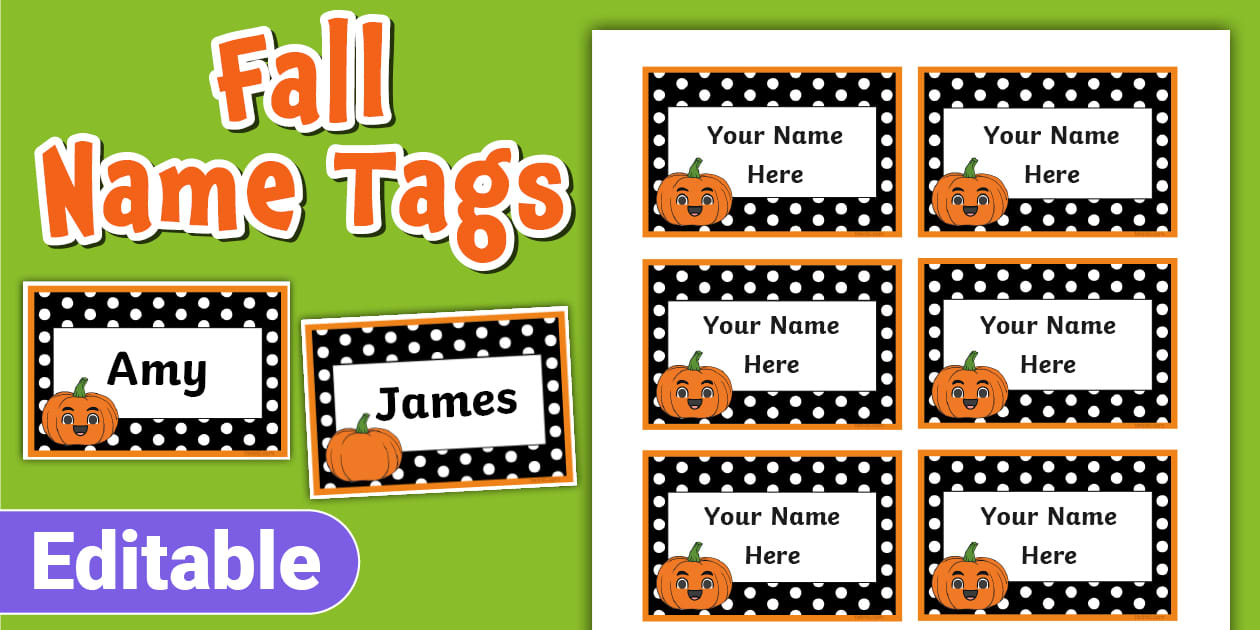 Editable Fall Name Tags