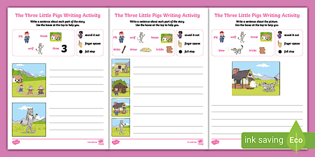 The Three Little Pigs Early Writing Activities - Twinkl