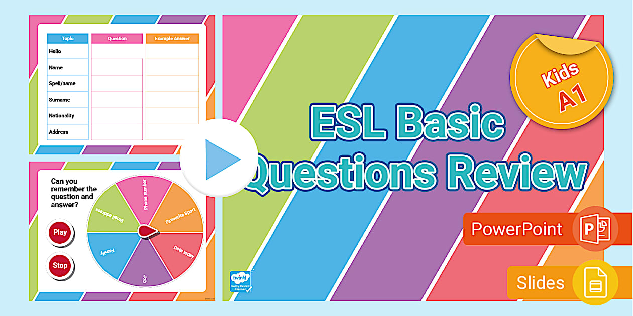 ESL Basic Questions Game [Kids, A1] (teacher made) - Twinkl