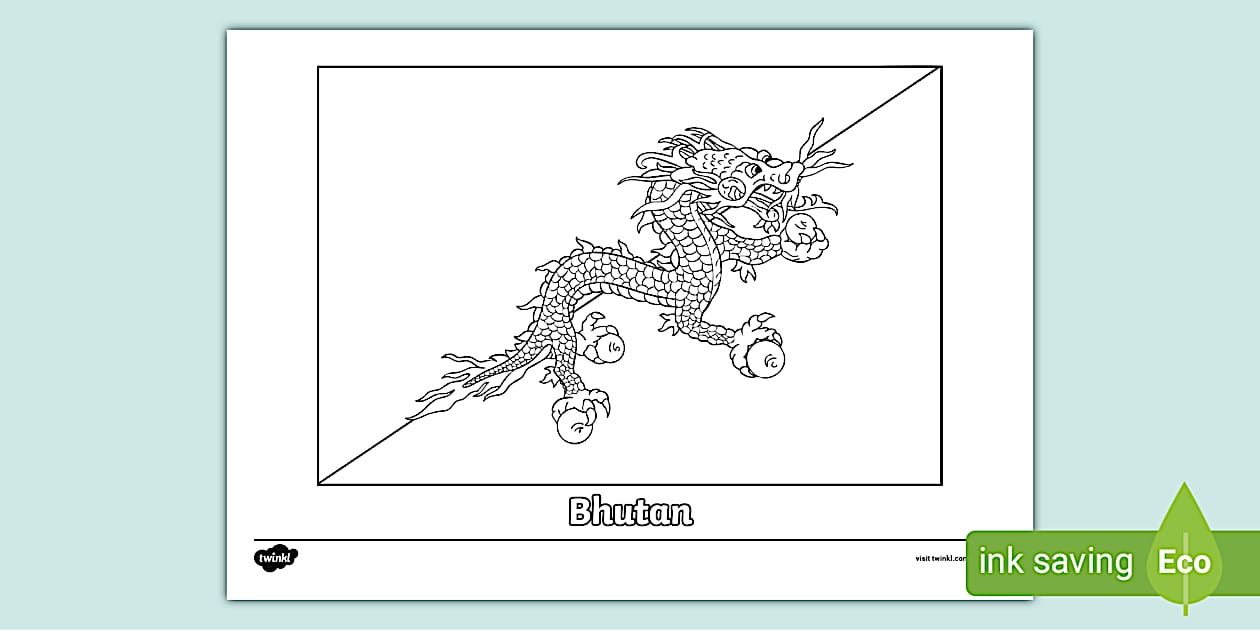 Bhutan Flag Colouring Sheet | Resources | Twinkl - Twinkl