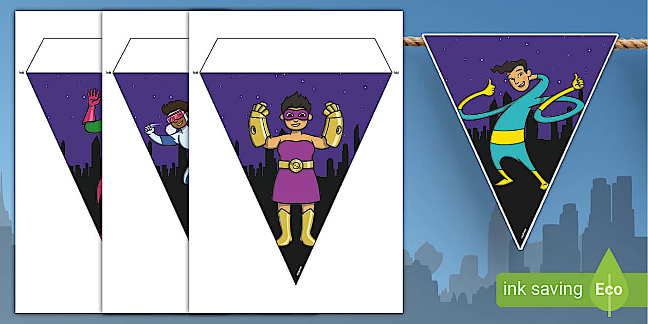 Superhero Themed Display Bunting (teacher made) - Twinkl