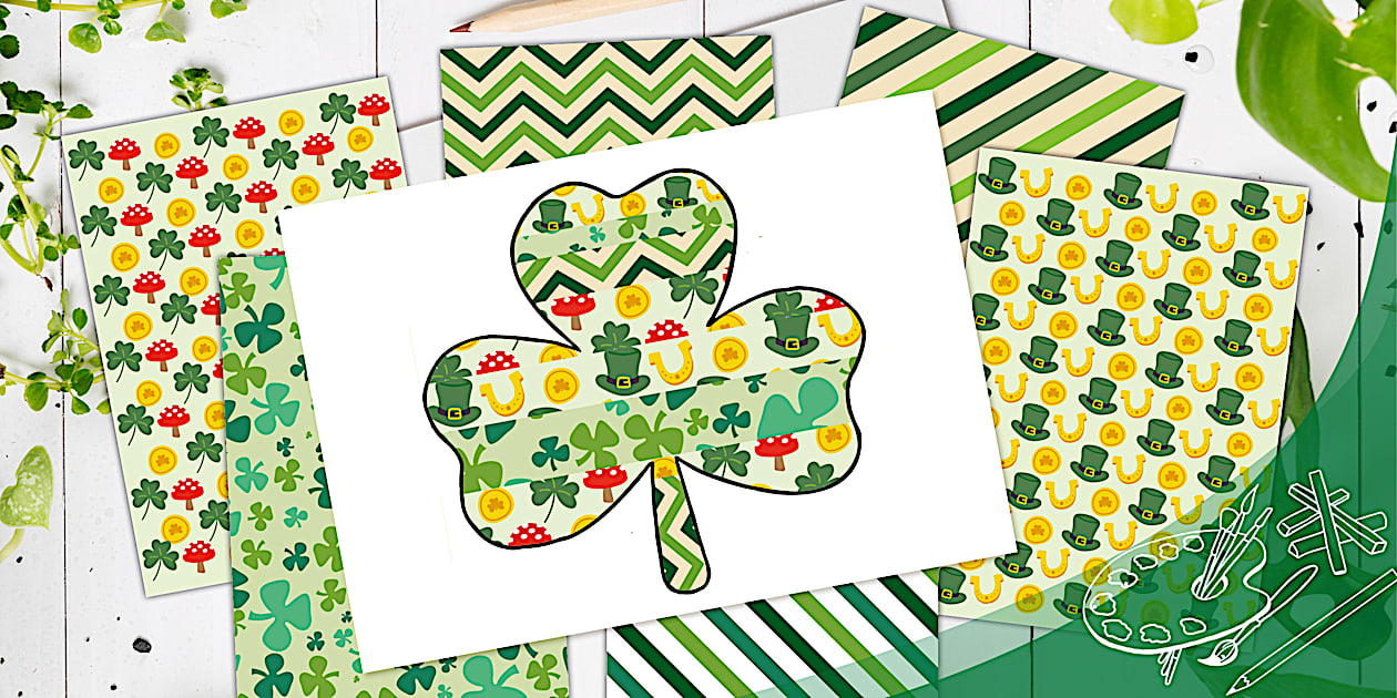 St Patrick's Day Shamrock Template Pattern Collage Activity