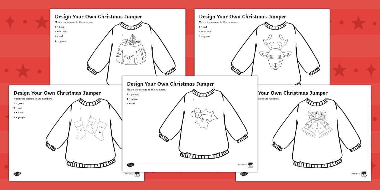 Christmas Jumper Colour by Number (teacher made) - Twinkl