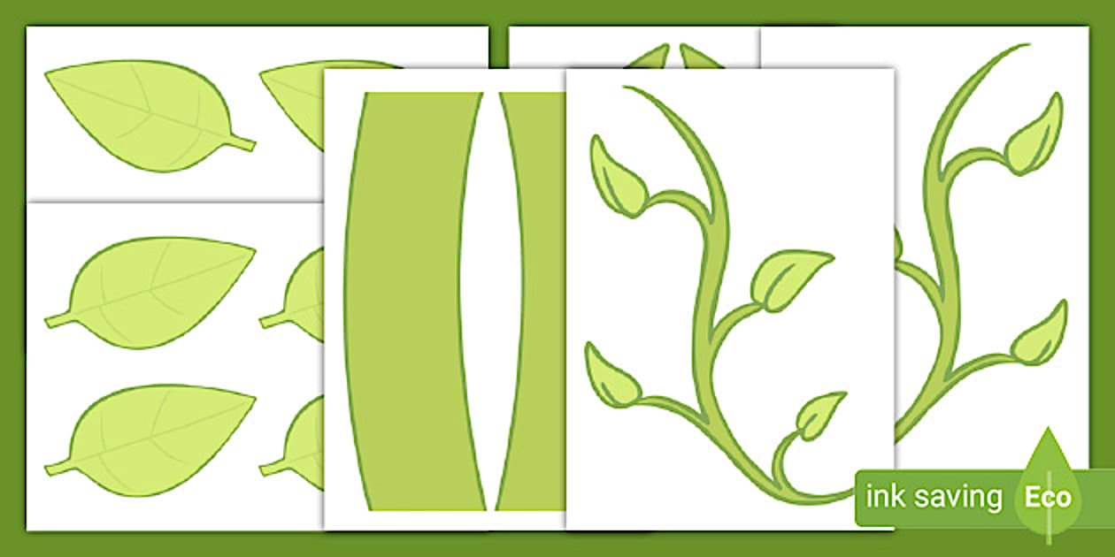 Black and White Large Stalk and Leaves Display Cut Outs