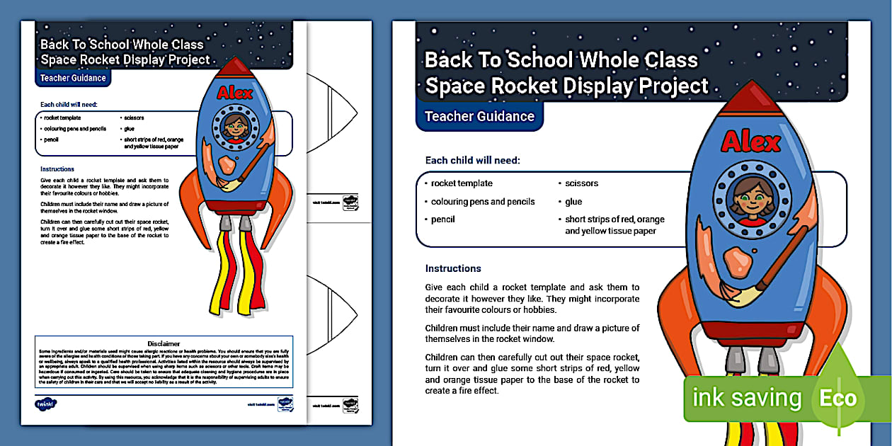KS1 Transition Space Rockets Whole Class Art Activity