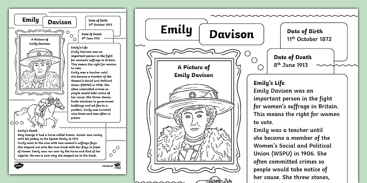 Emily Davison Significant Individual Fact Sheet - KS1