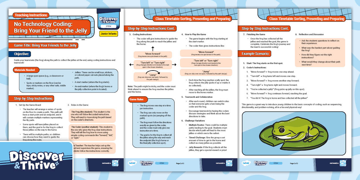 No Technology Coding: Bring Your Friend to the Jelly Junior Infants