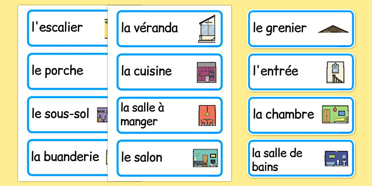 Parts of a House Word Cards French (teacher made) - Twinkl