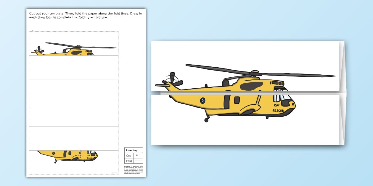Helicopter Folding Art Template (Teacher-Made) - Twinkl