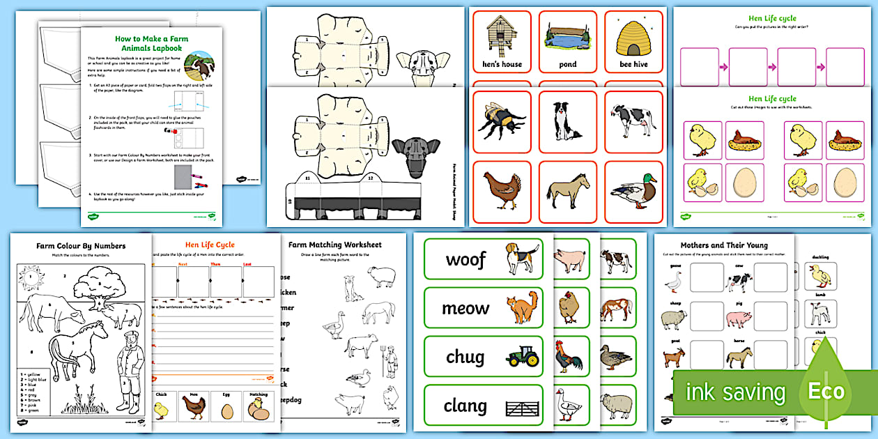 Farm Animals Lapbook Pack (teacher made) - Twinkl