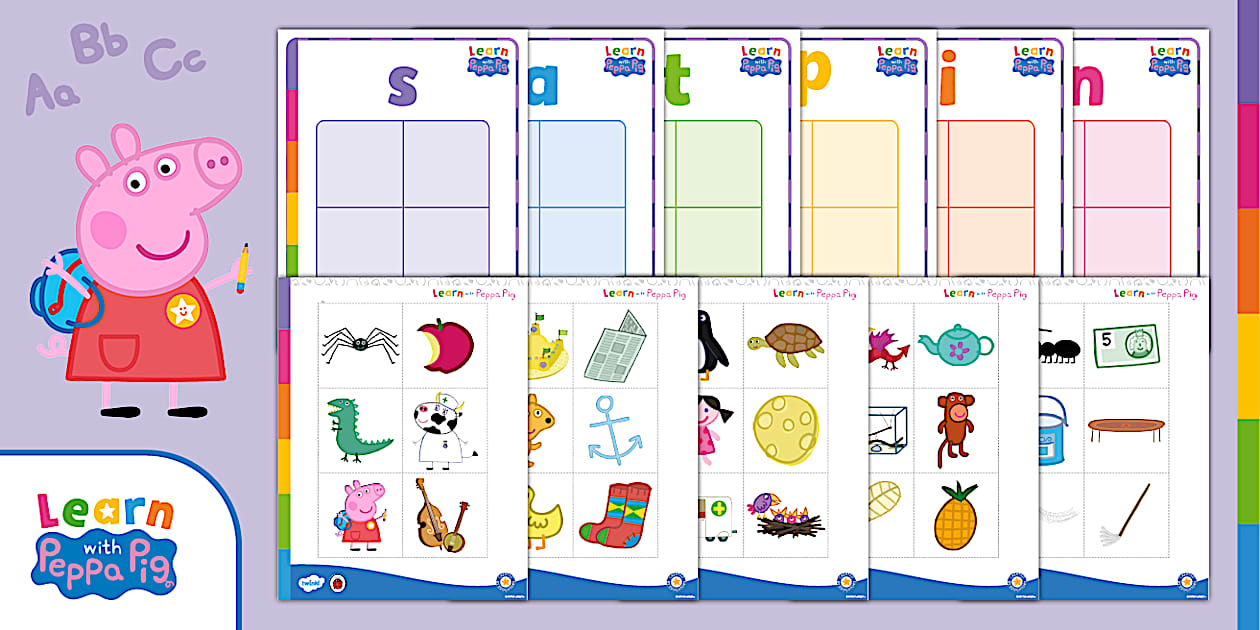 FREE! - Peppa Pig: s, a, t, p, i, n, m, d Initial Letter Sorting