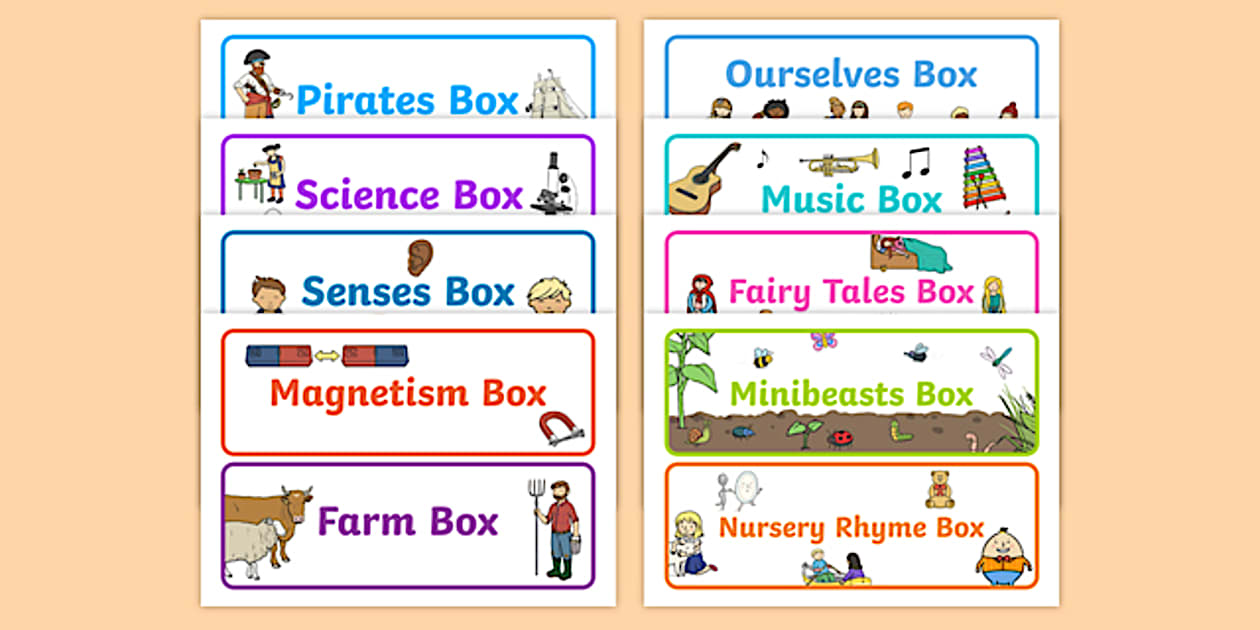 Editable Topic Box Labels (teacher made) - Twinkl