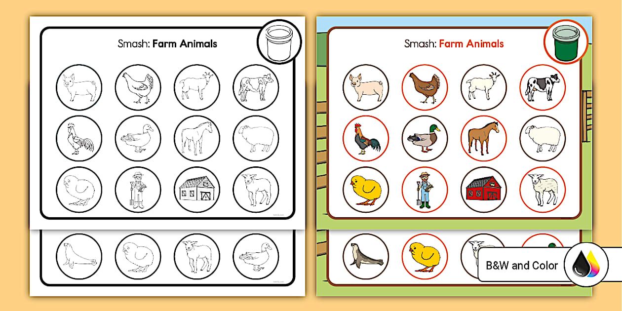 Farm Animals Smash Mats (Teacher-Made) - Twinkl