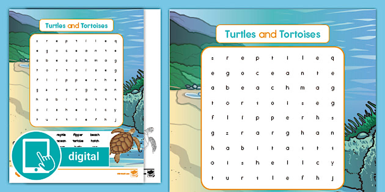 Digital Sea Turtle Word Search for Kids | Twinkl USA