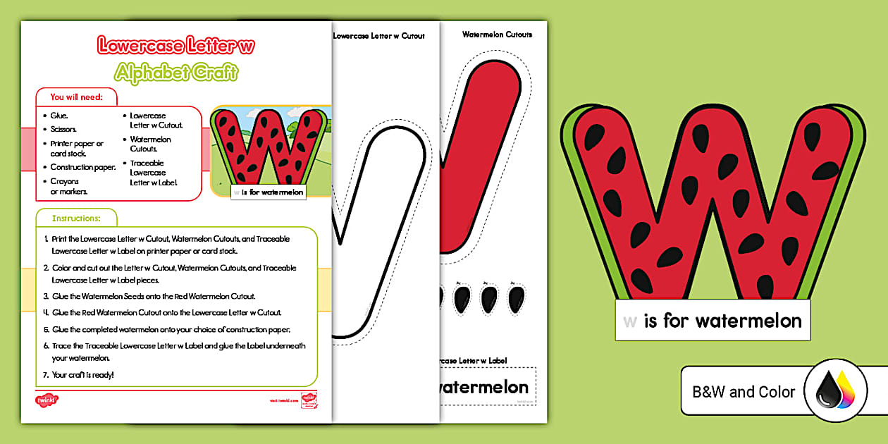 Lowercase Letter w Alphabet Craft
